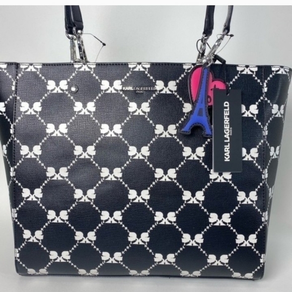 Karl Lagerfeld | Bags | Karl Lagerfeld Handbag Adele Tote Bag Signature Print Black | Poshmark